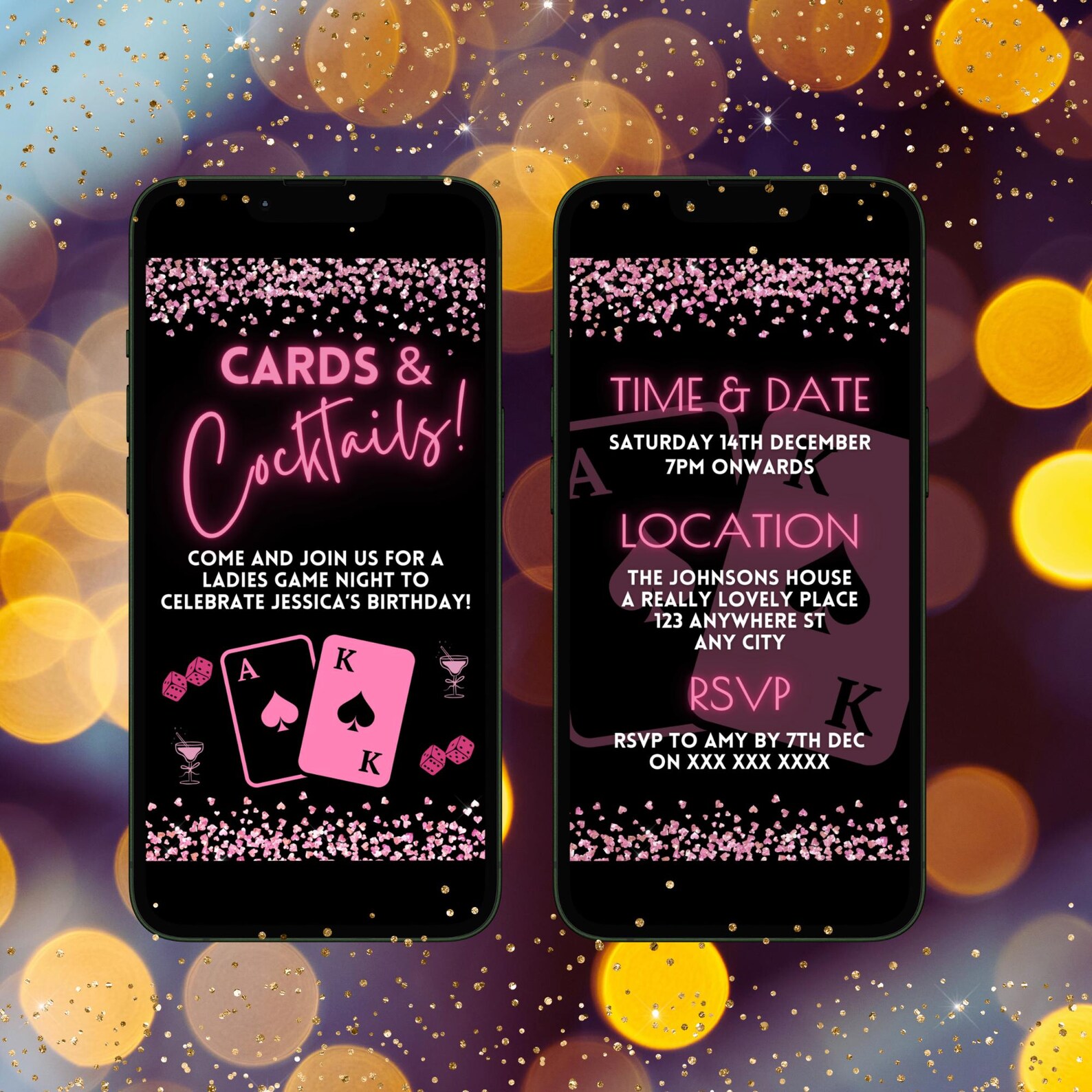 Digital Game Night Party Invitation for Women, Electronic Any Age Cards ...