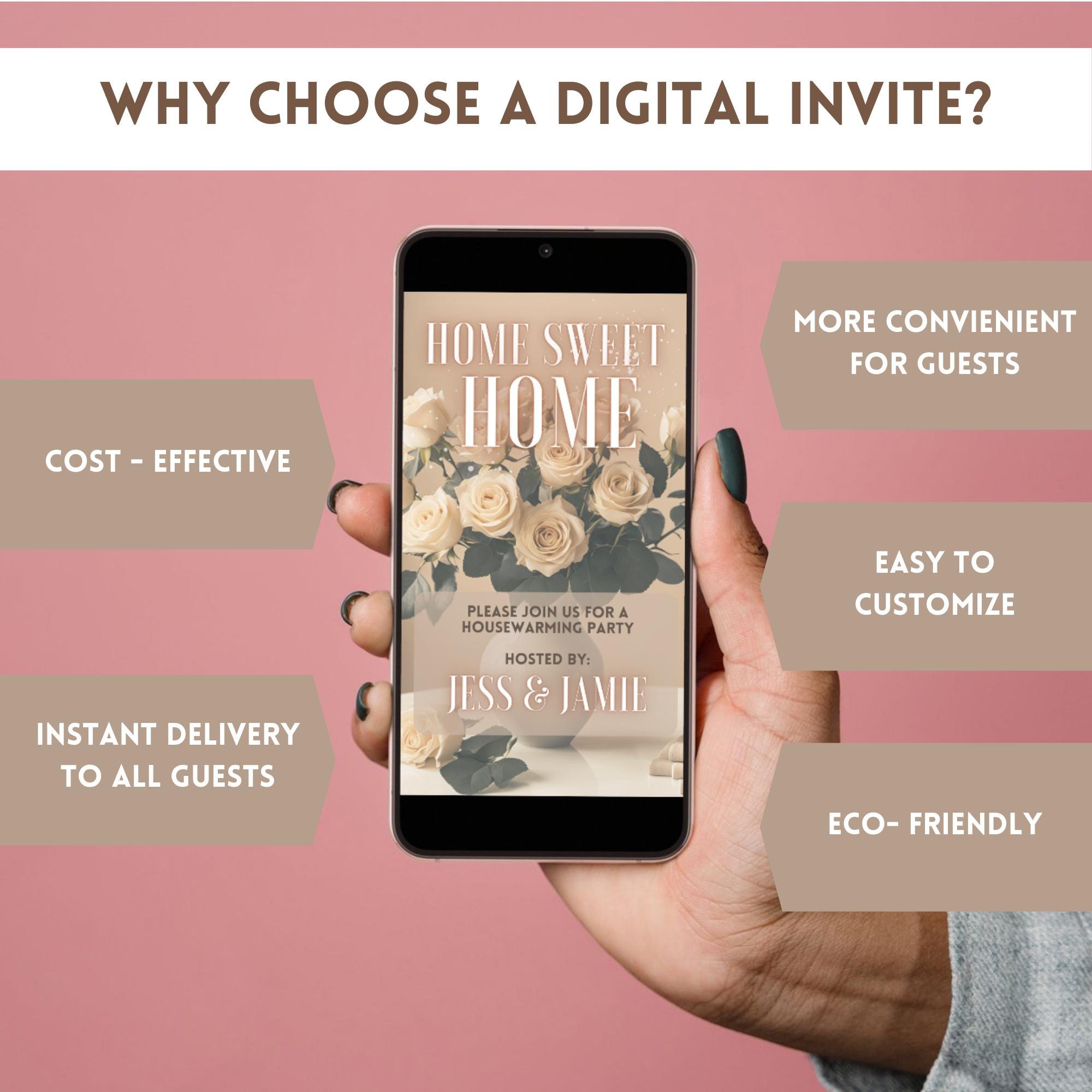 Digital House Warming Invitation, Editable Modern Neutral Floral New ...