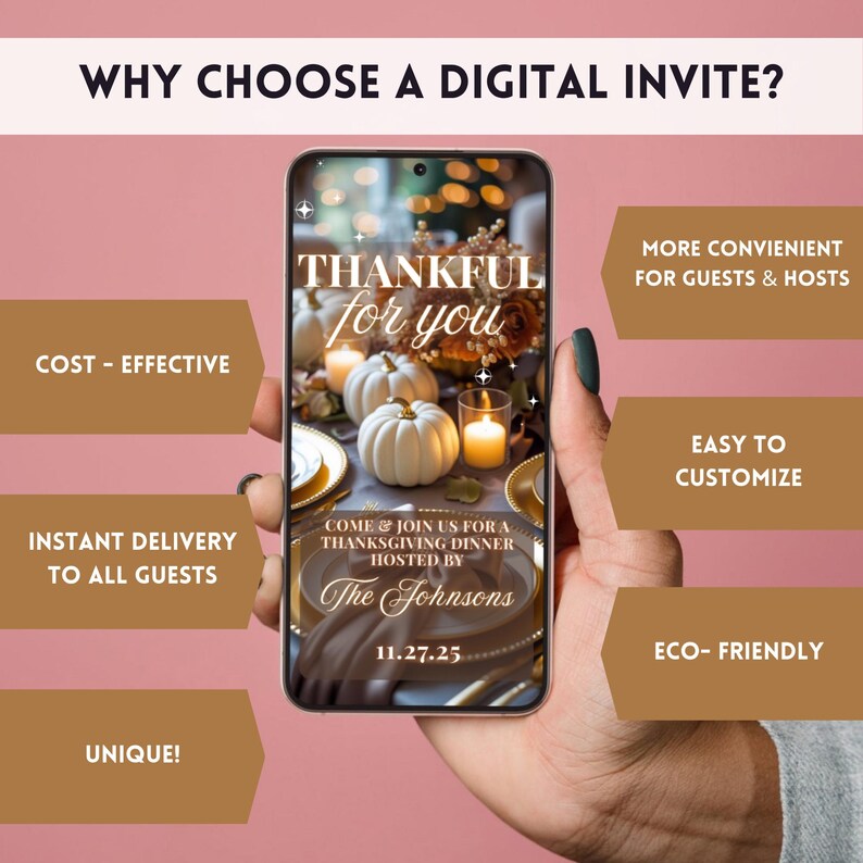 Friendsgiving Dinner Invitation,animated Thanksgiving Holiday Party ...
