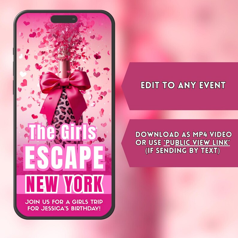 Girls Birthday Trip Itinerary Template, Animated Travel Guide (digital ...