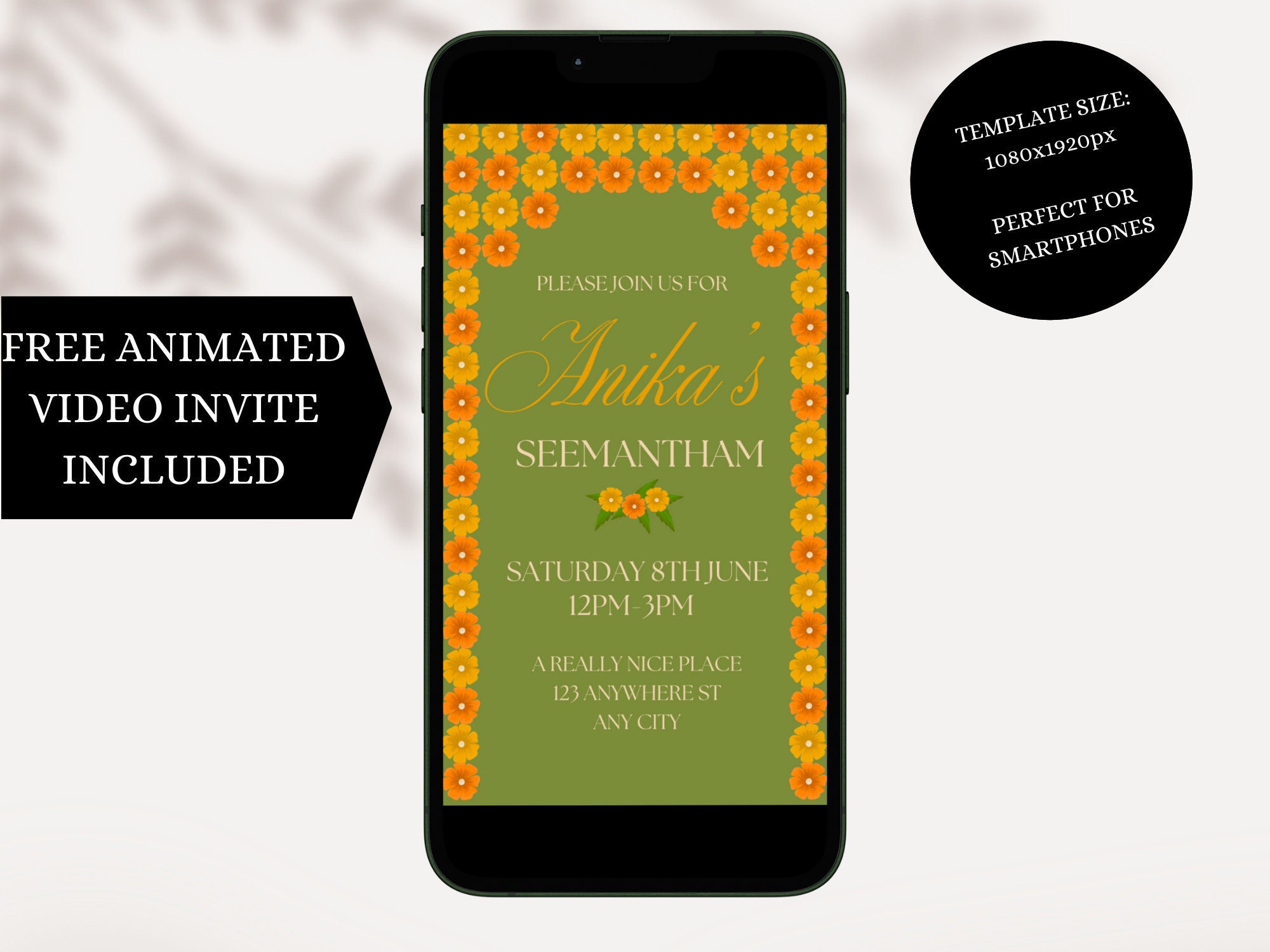 Seemantham Digital Invite, Sreemantham Invitation Template, Indian Baby ...