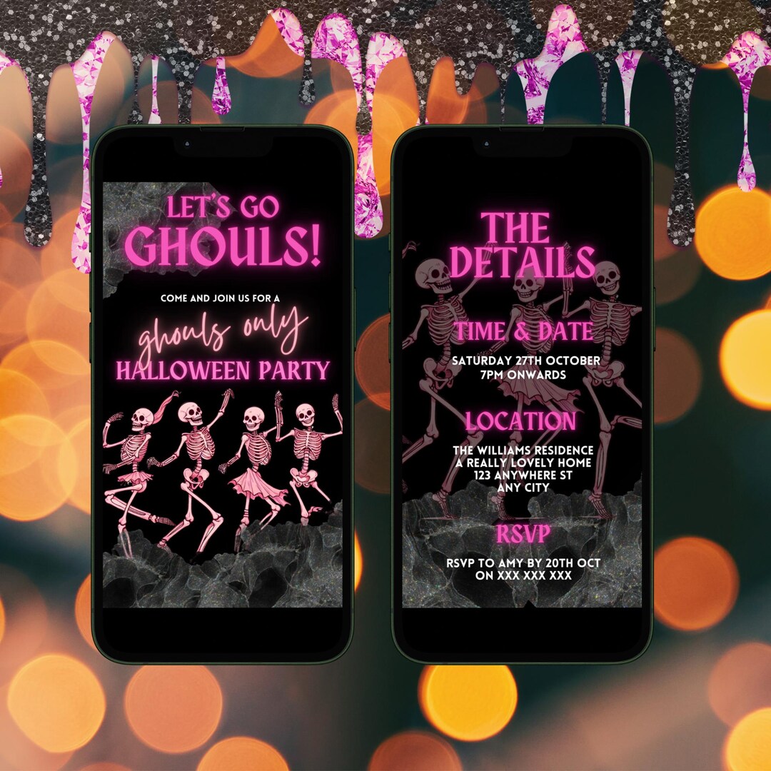 Digital Halloween Party Invitation for Her, Electronic Women's Hot Pink ...