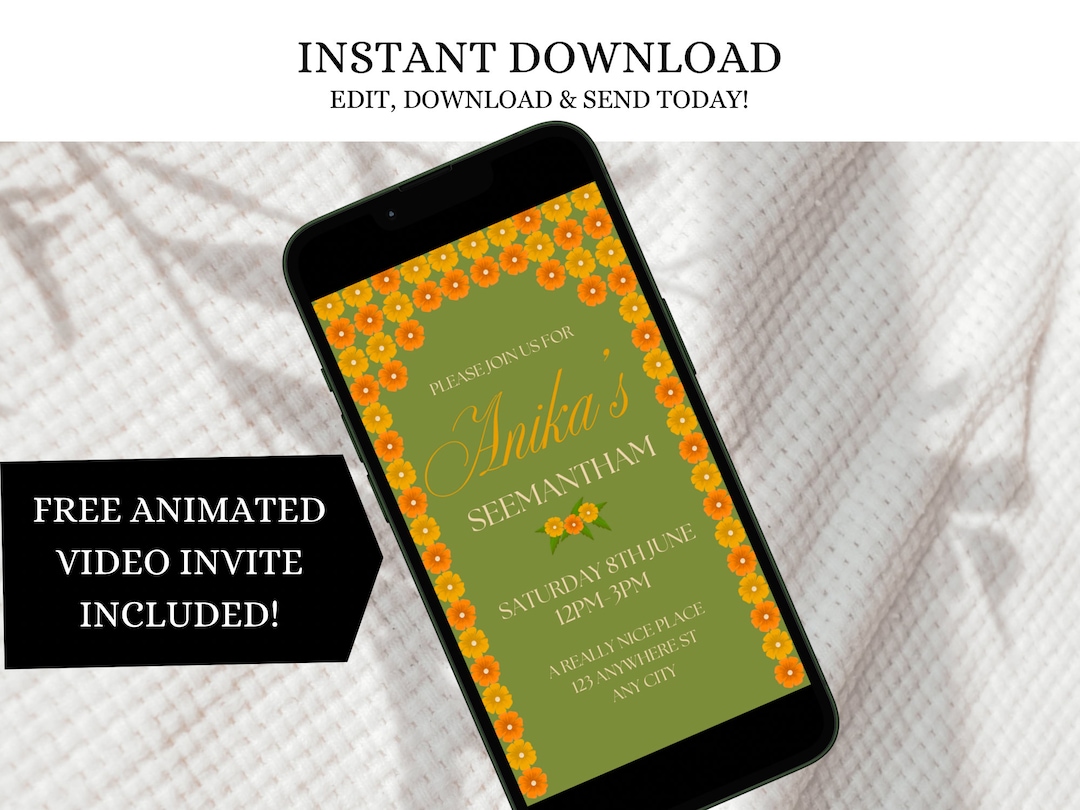 Seemantham Digital Invite, Sreemantham Invitation Template, Indian Baby ...