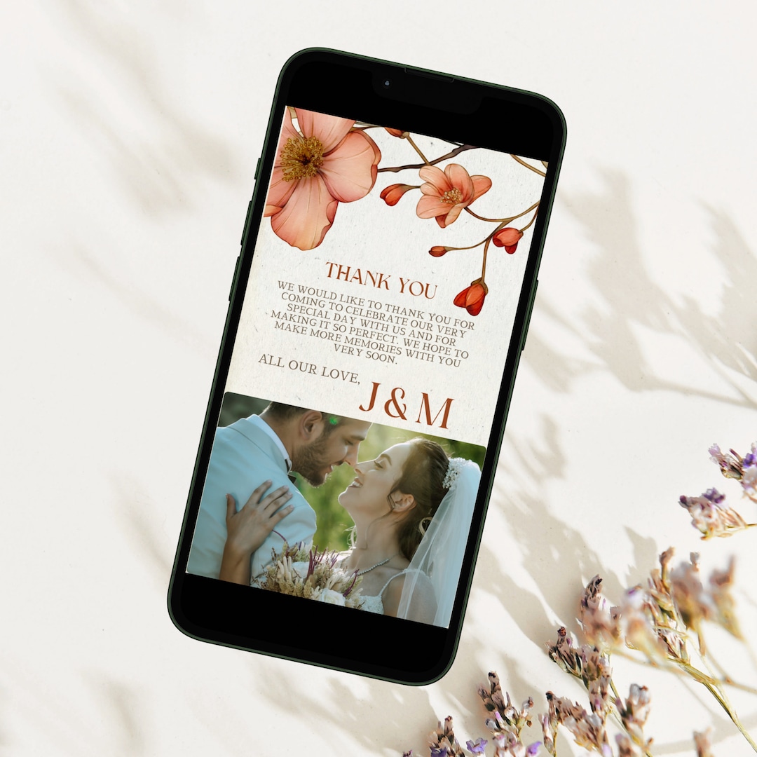 Digital Wedding Thank You Note, Electronic Wedding Thank You E Card ...