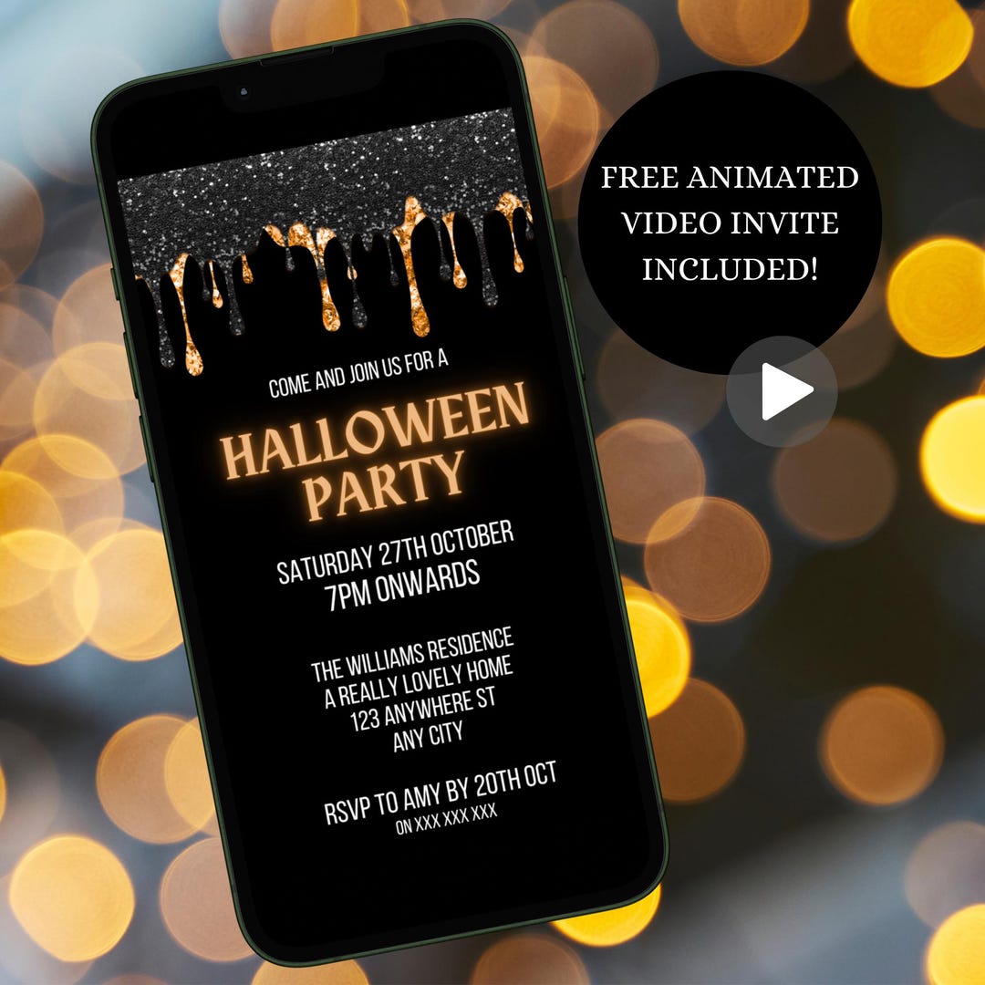 Digital Halloween Party Invitation for Adults, Electronic Spooky Party ...