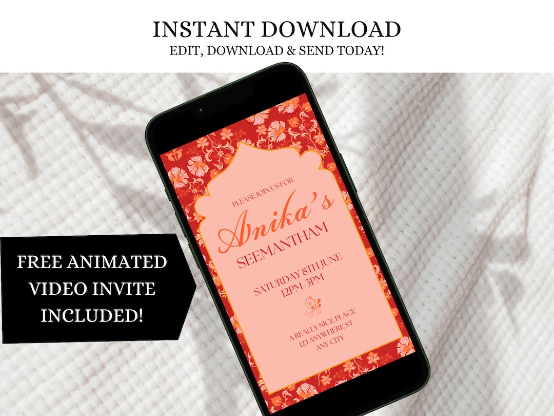 Seemantham Digital Invite, Sreemantham Invite Template, Indian Baby ...