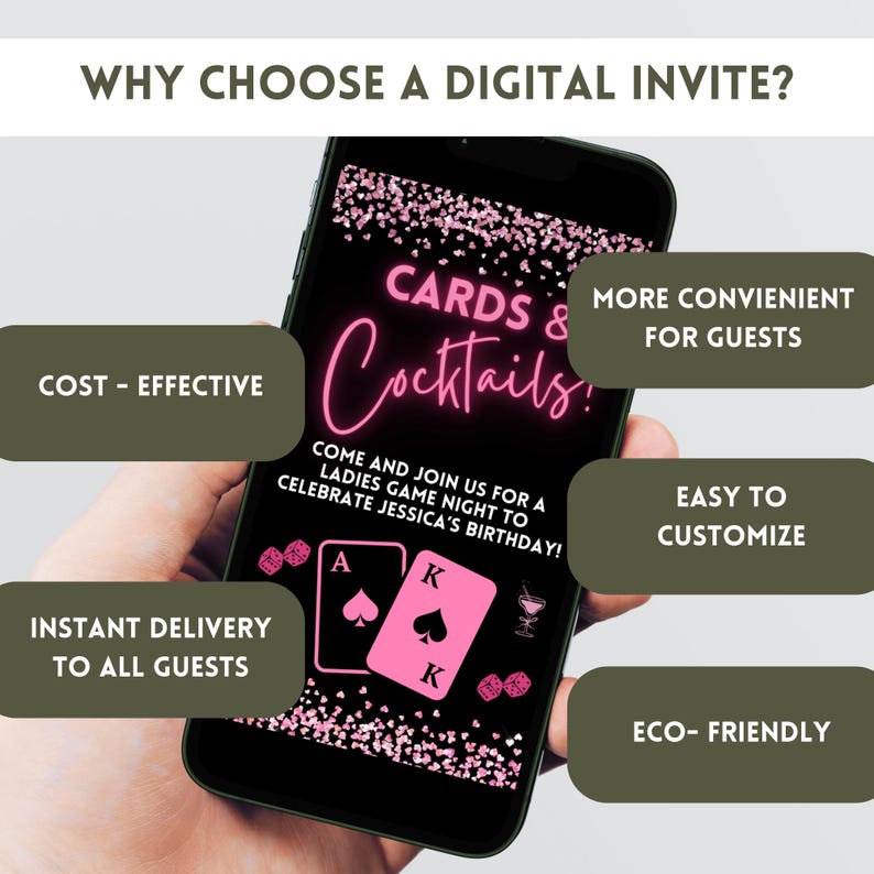 Digital Game Night Party Invitation for Women, Electronic Any Age Cards ...