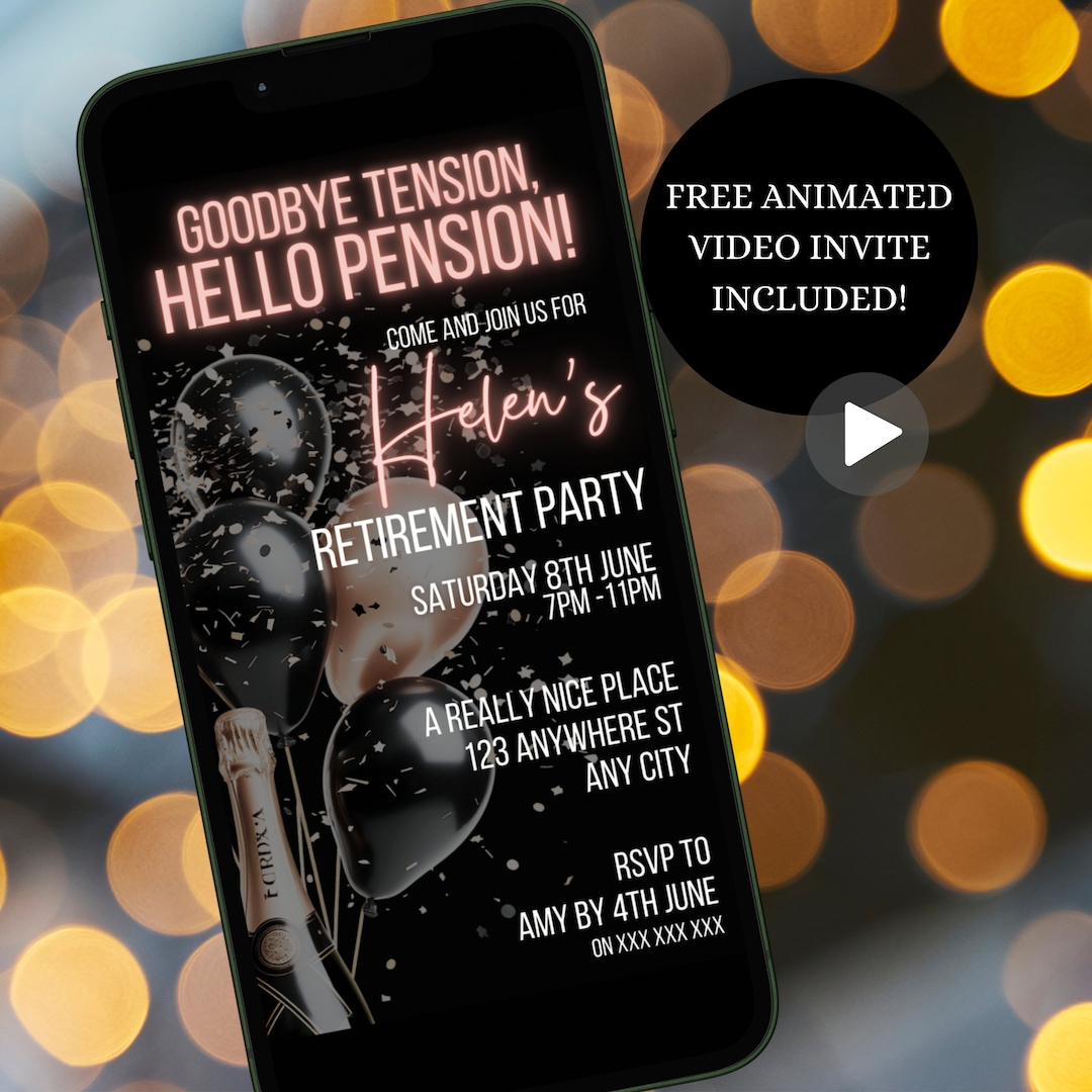 Digital Retirement Party Invitation for Her, Modern Rose Gold ...
