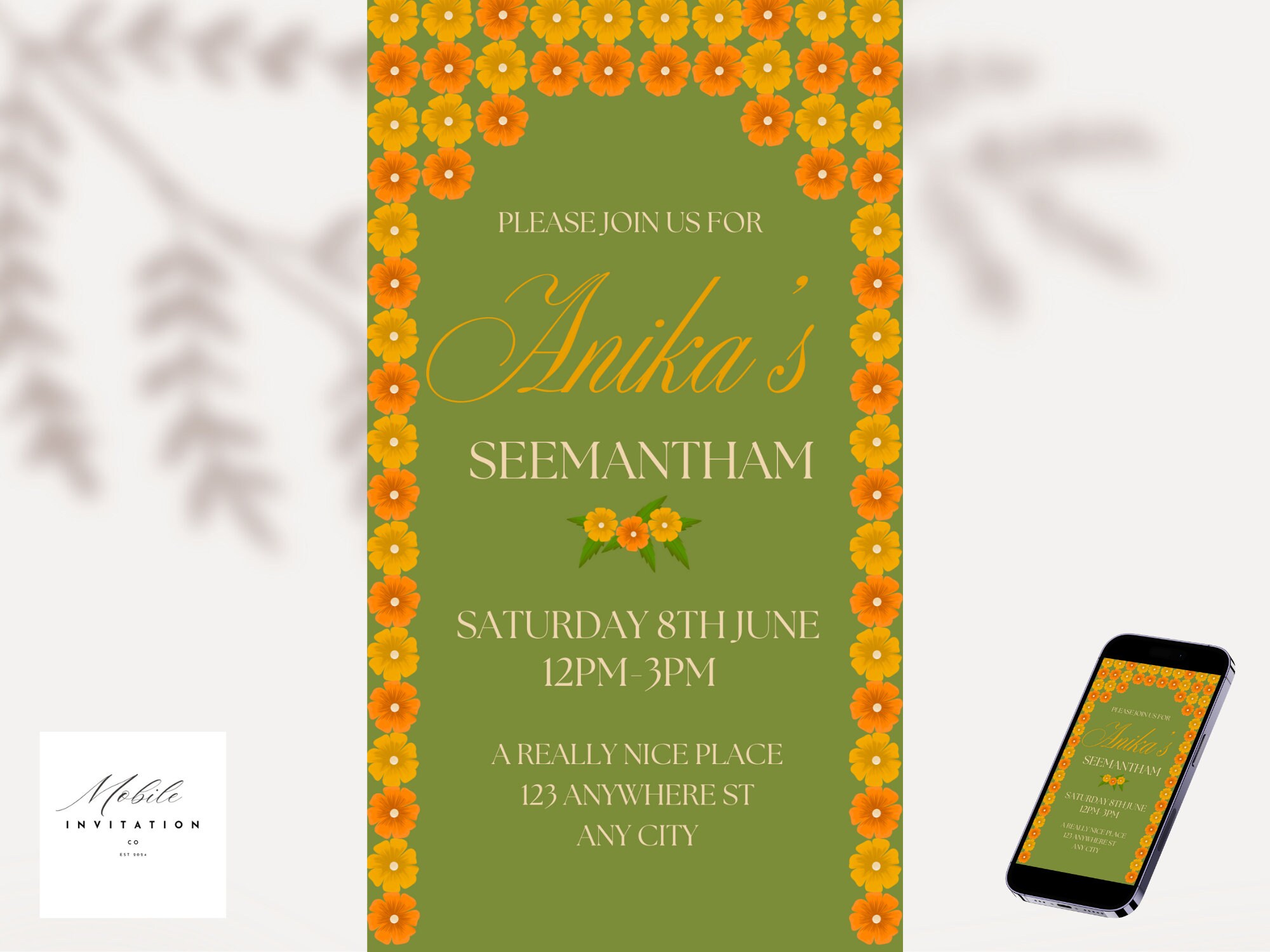 Seemantham Digital Invite, Sreemantham Invitation Template, Indian Baby ...