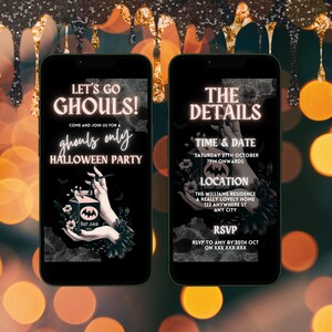 Digital Halloween Party Invitation for Her, Electronic Women's Retro ...