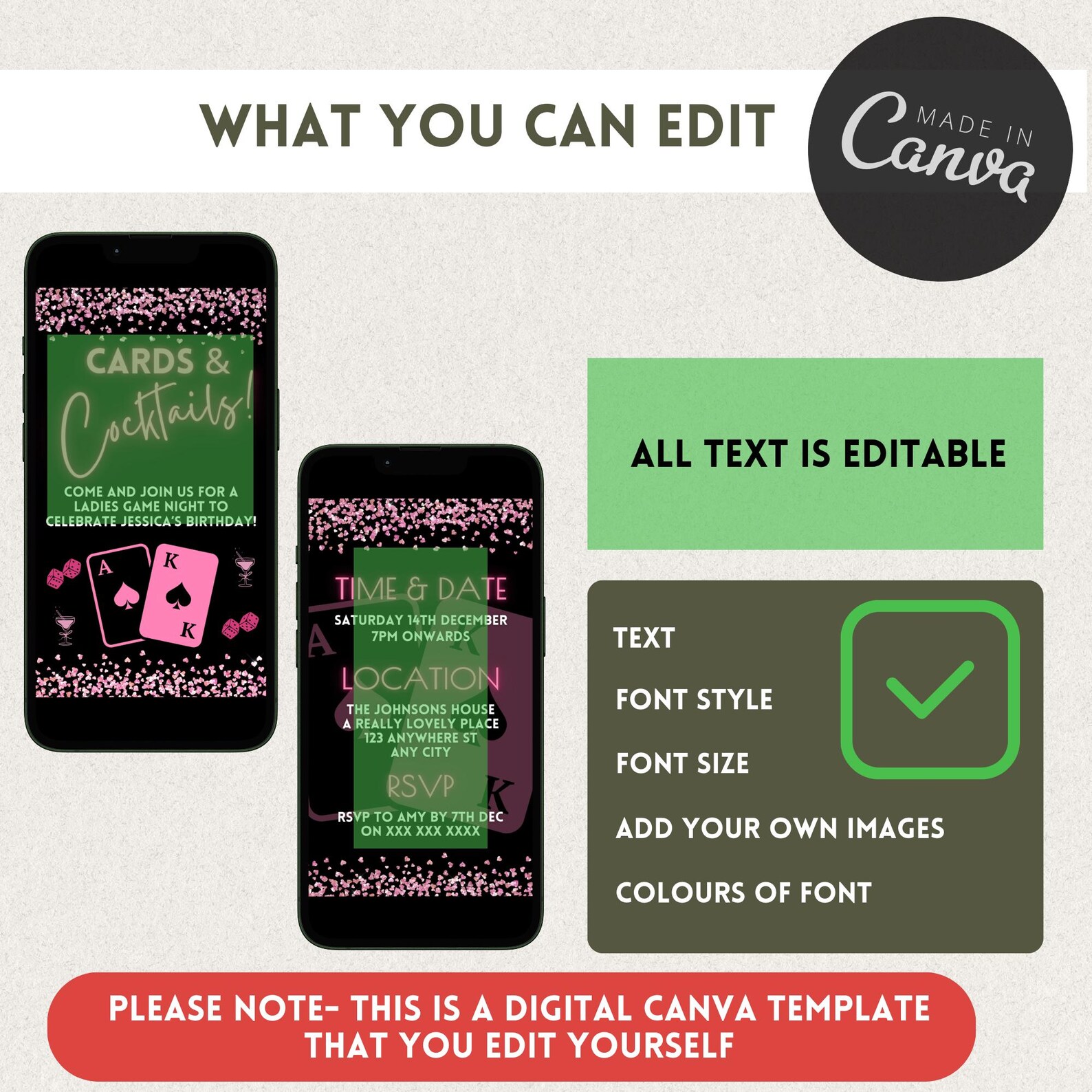 Digital Game Night Party Invitation for Women, Electronic Any Age Cards ...
