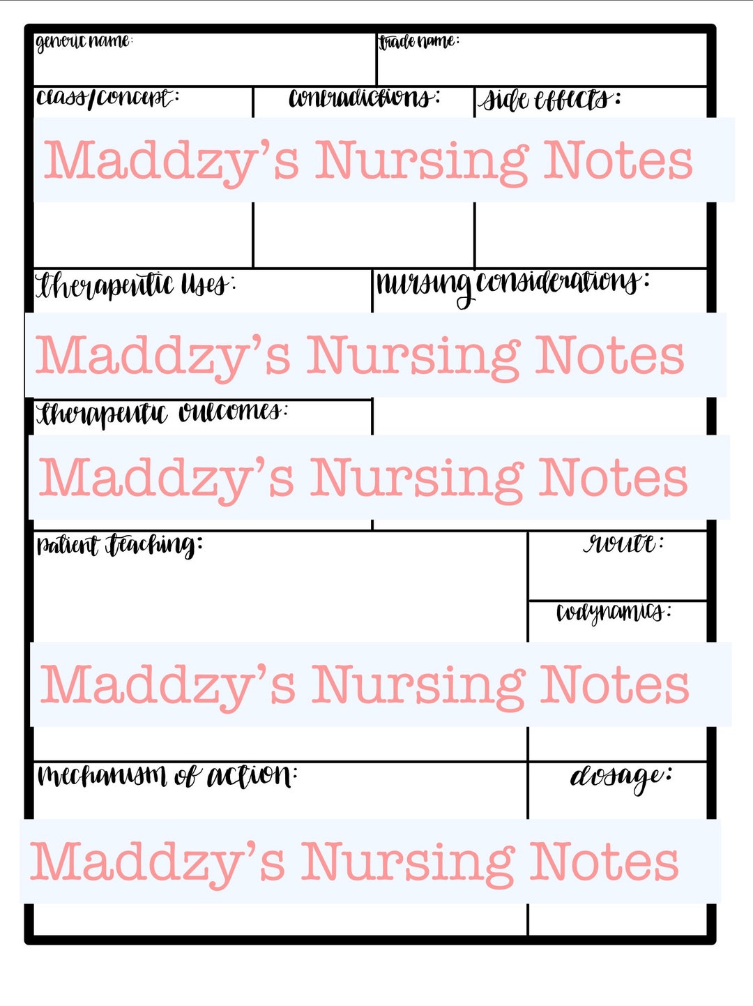 Medication Sheet Template - Etsy