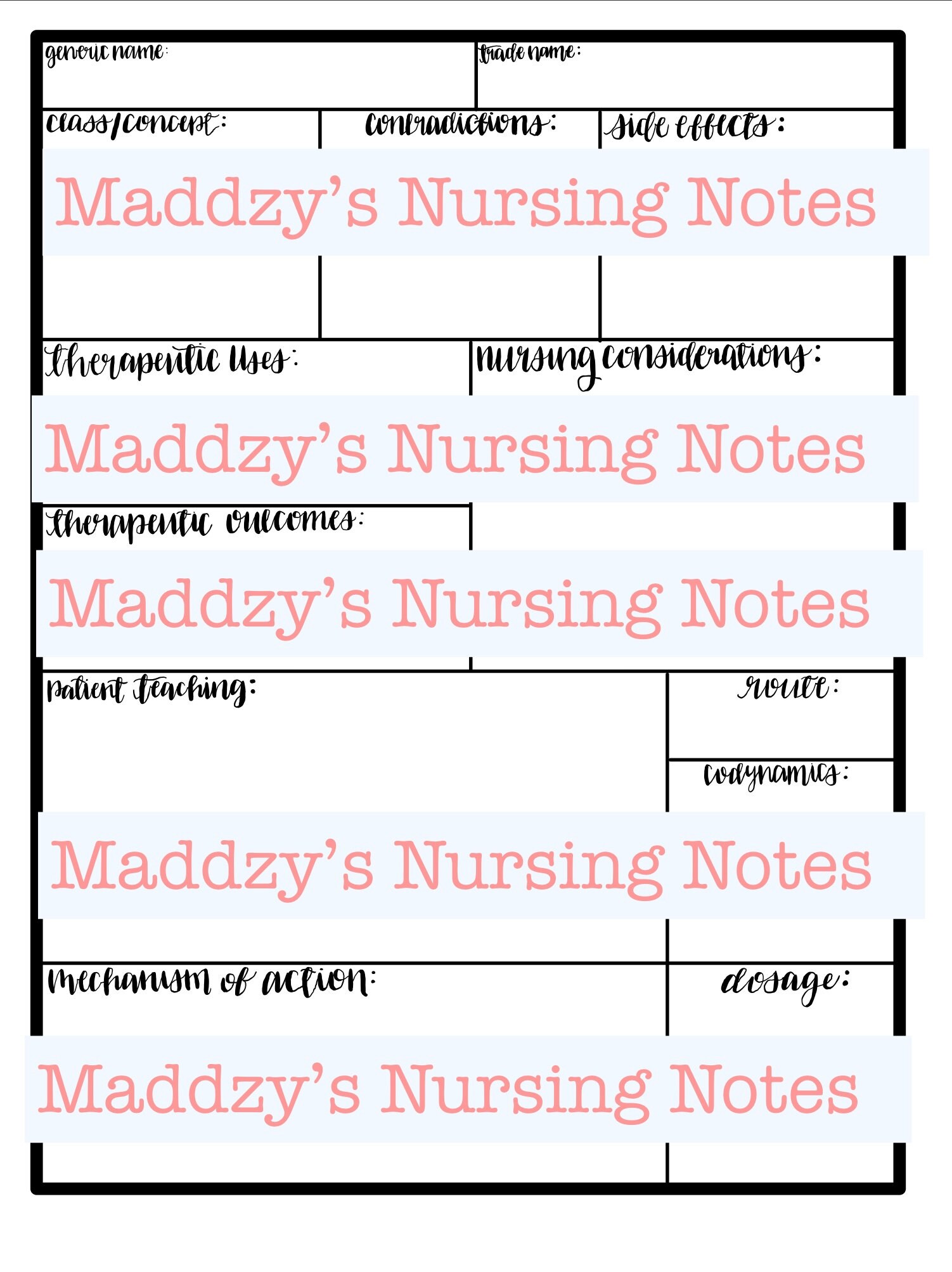 Medication Sheet Template - Etsy