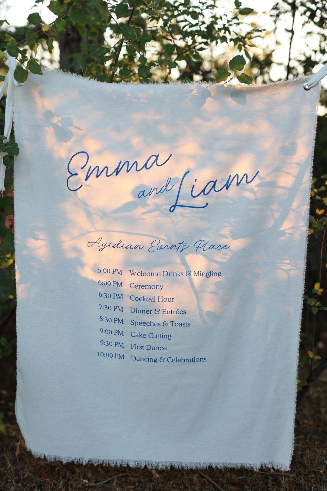 Linen Wedding Program Sign, Modern Wedding Program, Ceremony Fabric ...