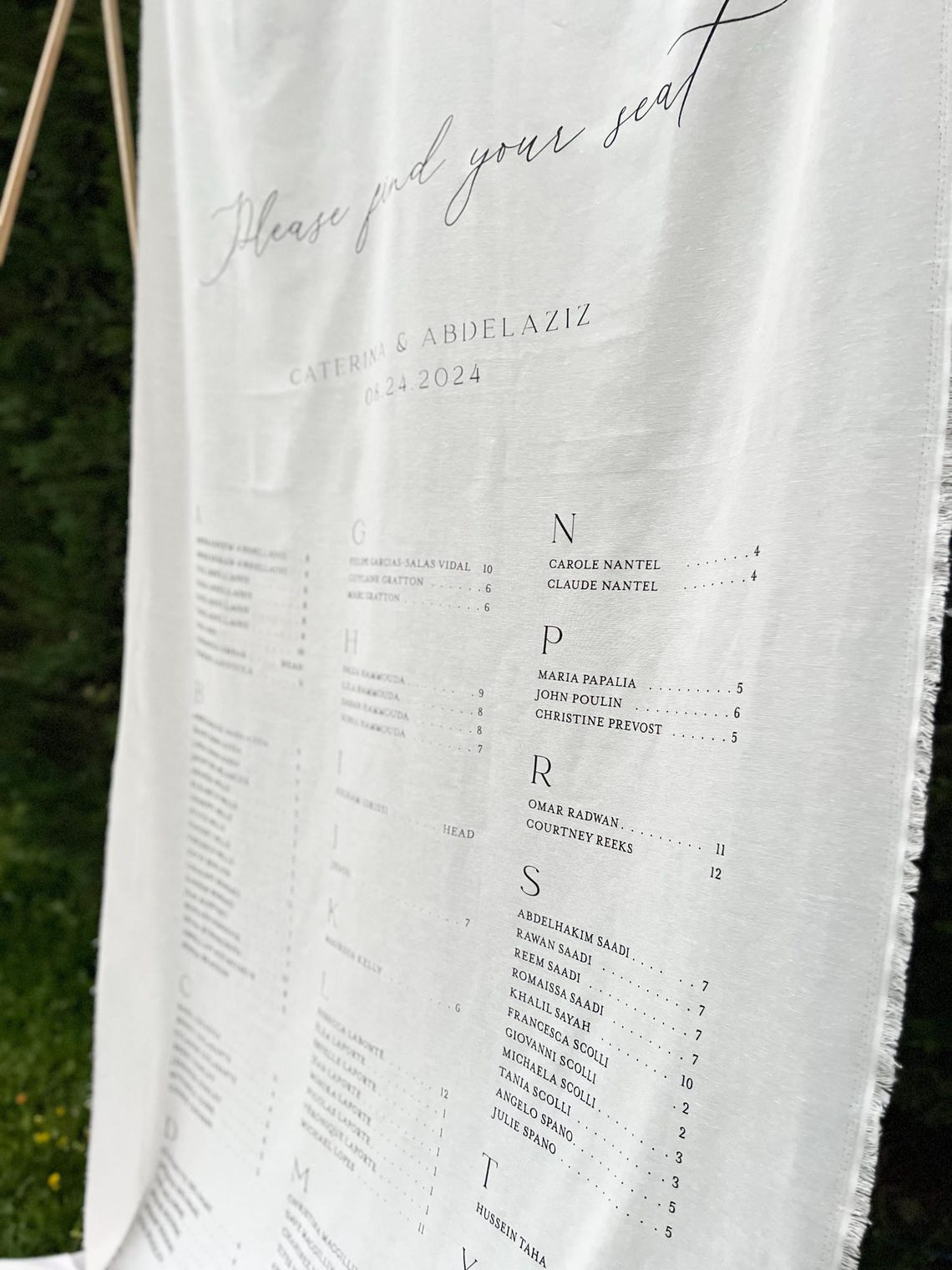 Linen Fabric Wedding Seating Chart, Fabric Wedding Table Plan ...