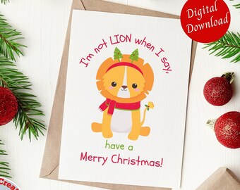 Lion Christmas Card | Etsy
