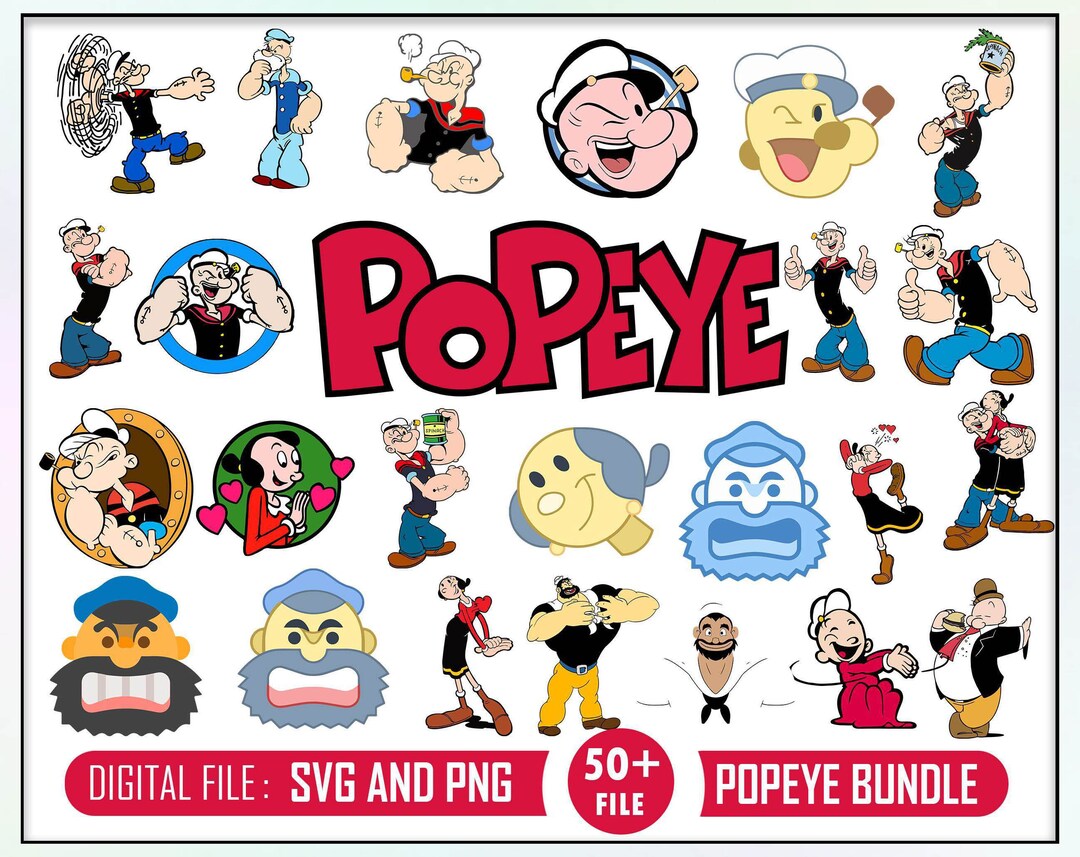 New Popeye Svg, Popeye Bundle Svg for Cricut, Bluto Svg, Sweet Pee Svg ...