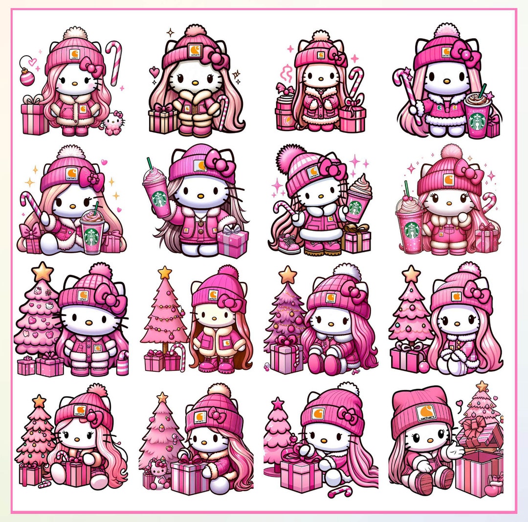 Hello Christmas Kitty PNG Kitty Christmas SVG Pink Christmas Decor ...