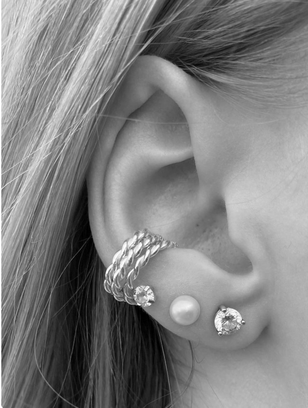 Silver Ear Cuffs Set of 3, Ear Cuffs, Sterling Silver Ear Cuffs, Silver ...