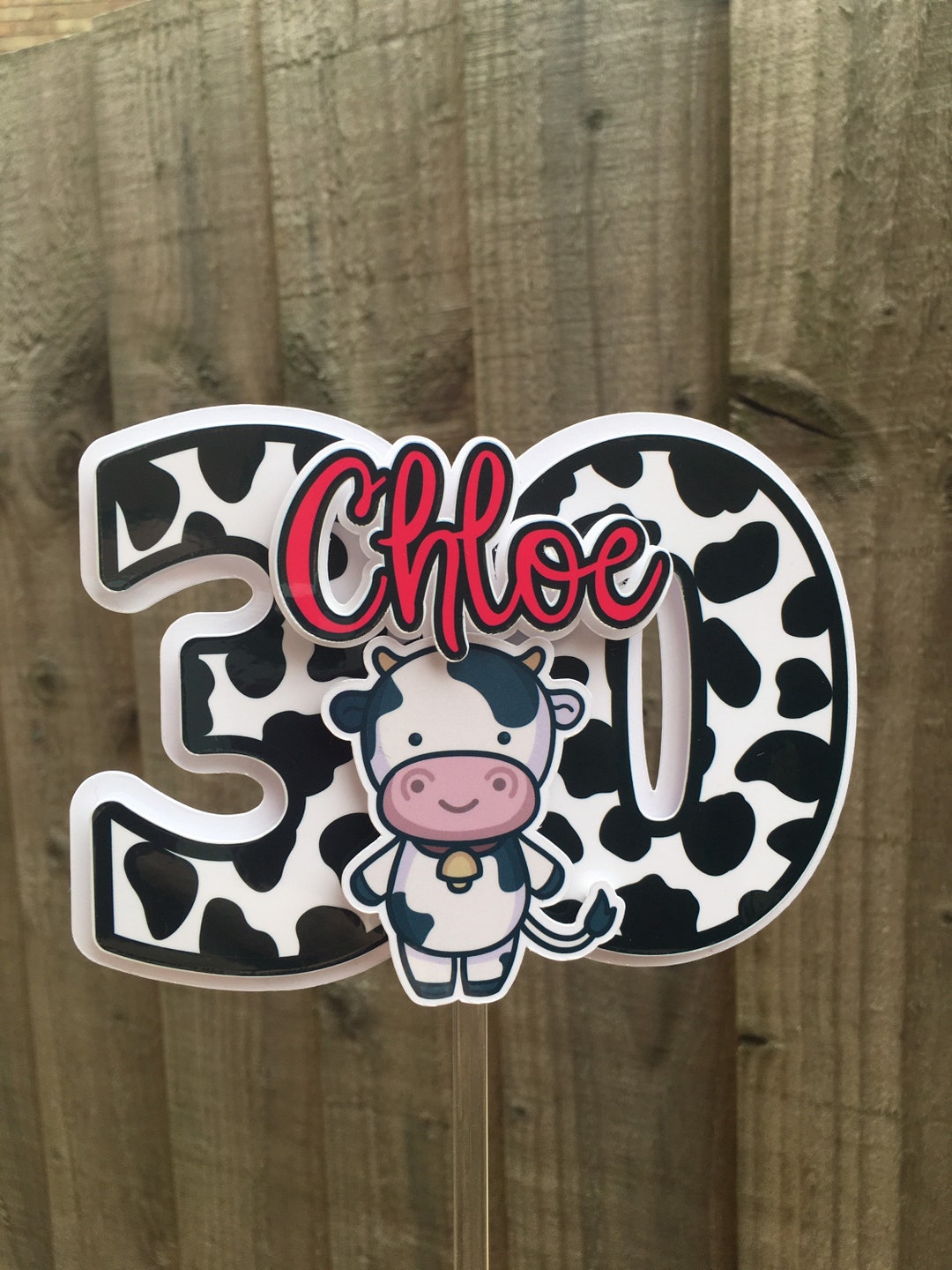 Personalised Cow Themed Cake Topper Any Name and Age - Etsy