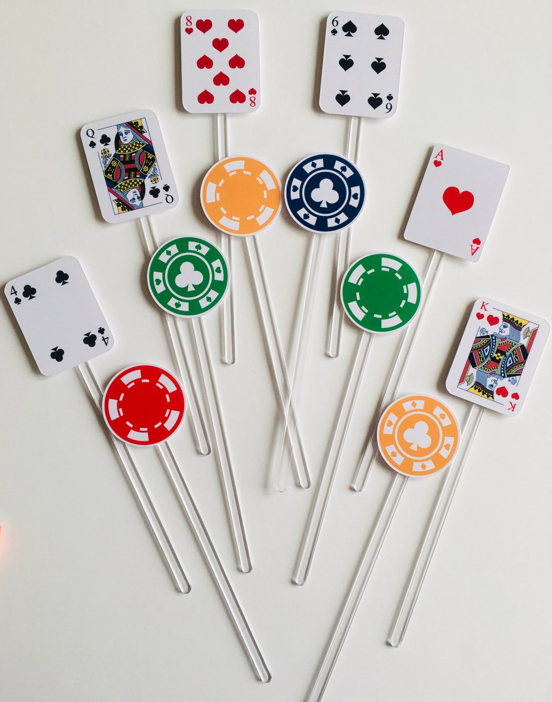 Casino Themed Cake Toppers Playing Cards, Chips (sent From UK) - Etsy