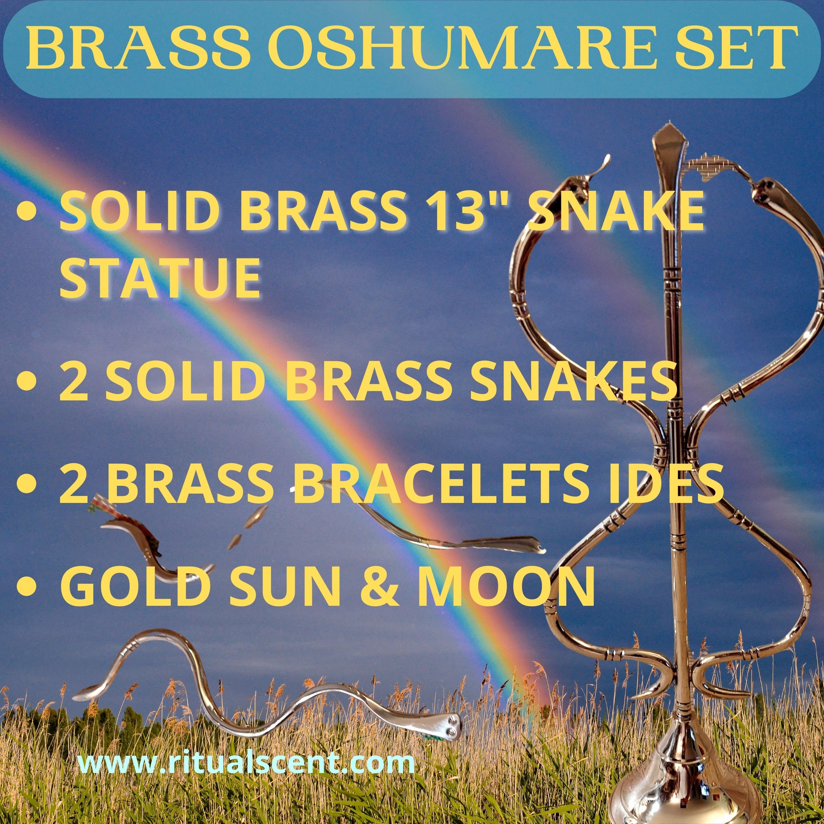Oshumare Tools Solid Brass Set Snake Statue Ides for Rainbow Ores Dan ...