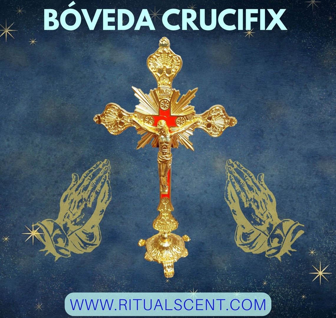 Cross Crucifix for Bóveda - Gold Standing Spiritism, Misa, Jesus ...