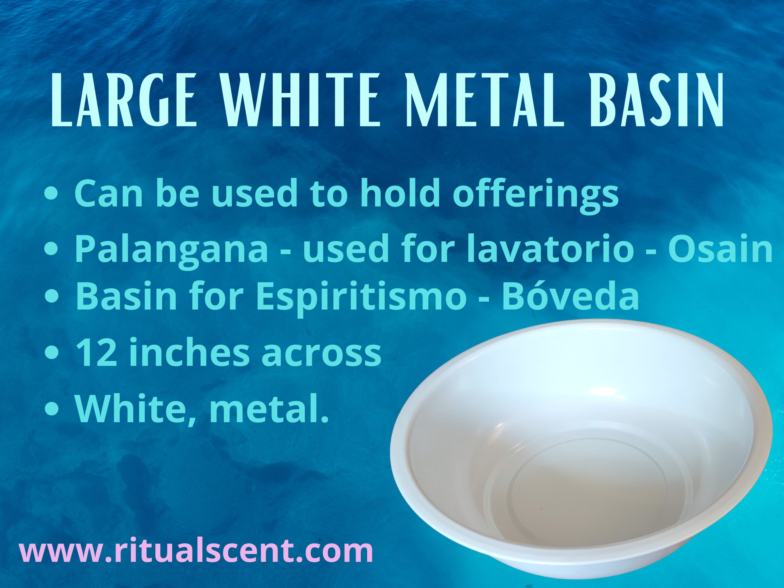 White Basin Palangana Bowl for Boveda Espiritismo Orishas Lucumi Orisa ...