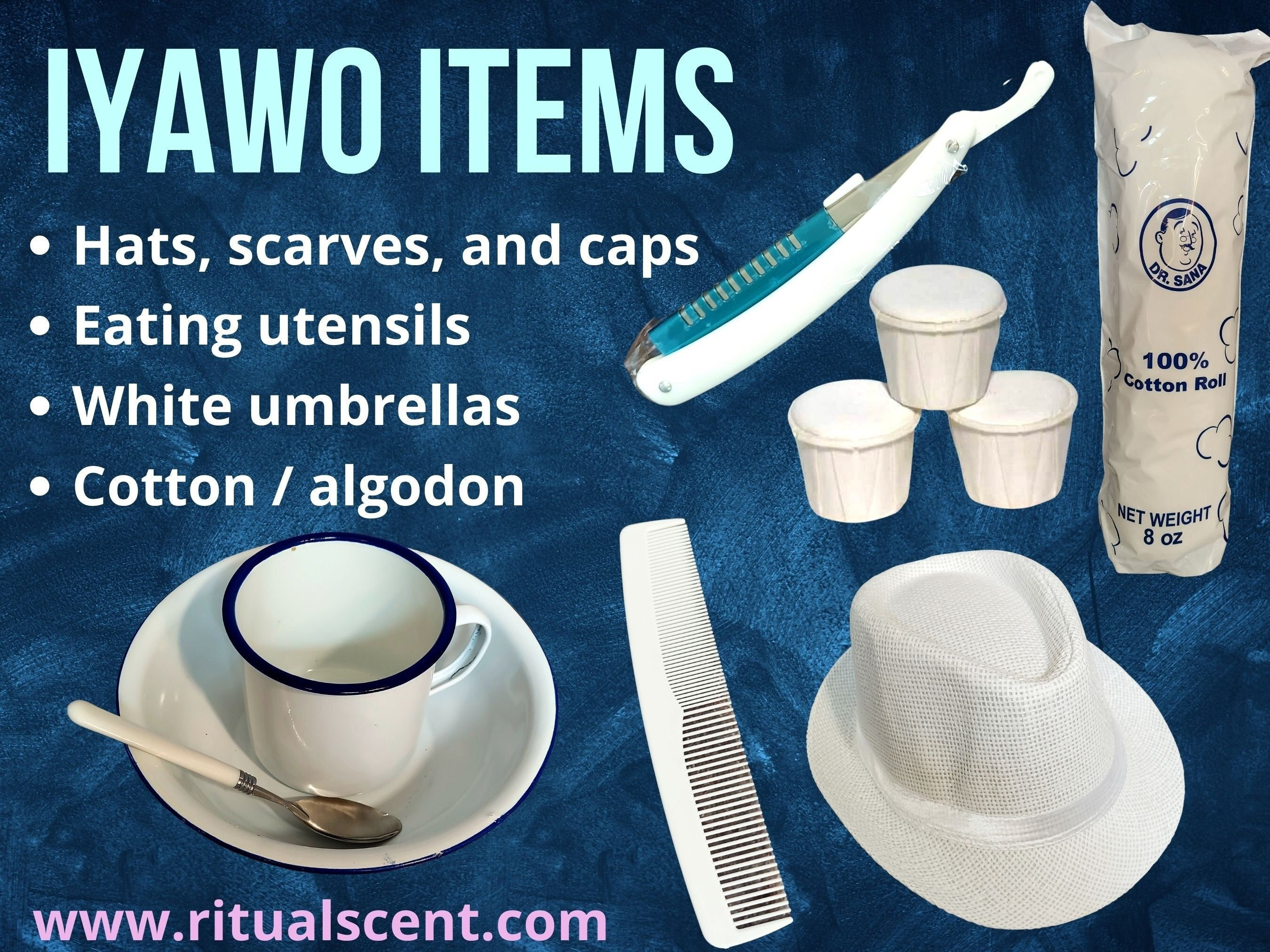 Iyawo Yawo White Items Hat Cap Scarf Razor Comb Efun - Etsy