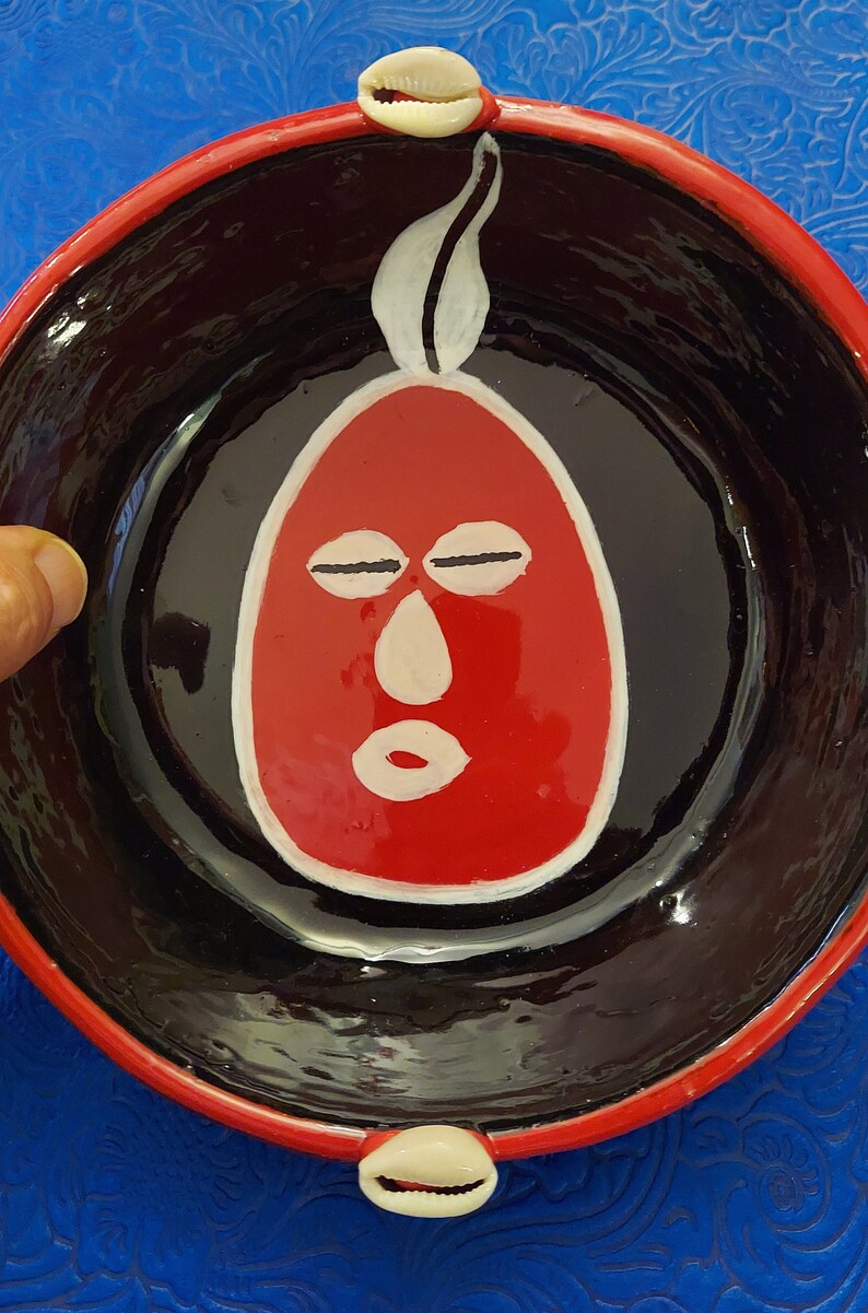 Elegua Dish Plate Glazed With Shells for Warrior Orisha Eshu Leg Esu ...