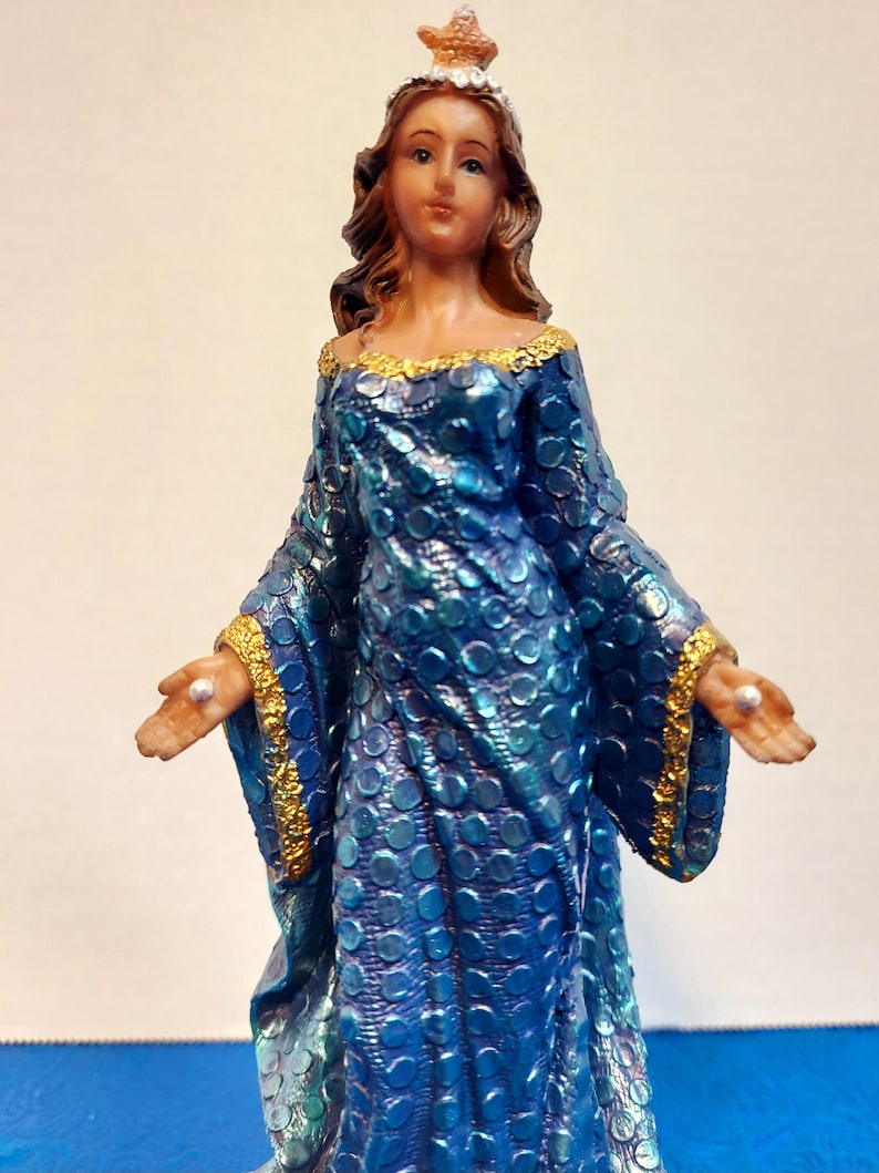 Diosa Del Mar Yemaya Statue 8" Sirena Mermaid Figure Blue Ocean Goddess ...
