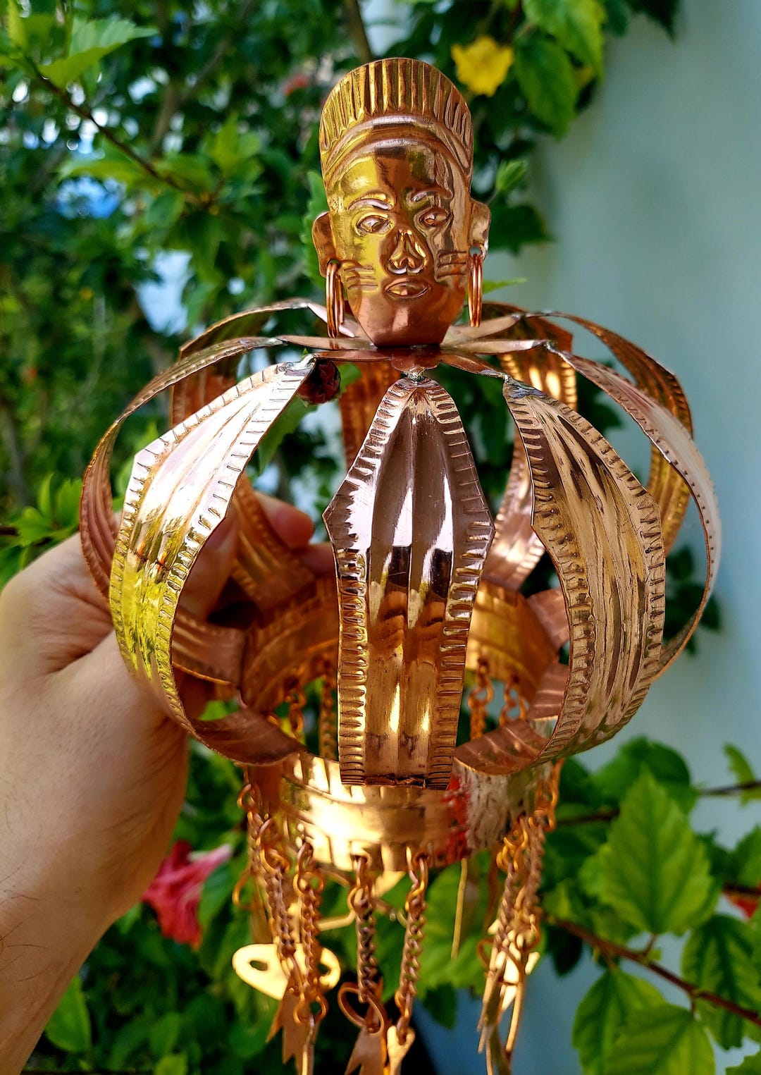 Oya Crown Yanza Corona 9"x 7" Copper Ade Statue Candle Sopera Olla ...