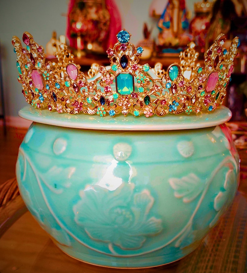 Inle Erinle Olokun Crown Metal Gemstone Ade Corona for Inle Abata Large ...