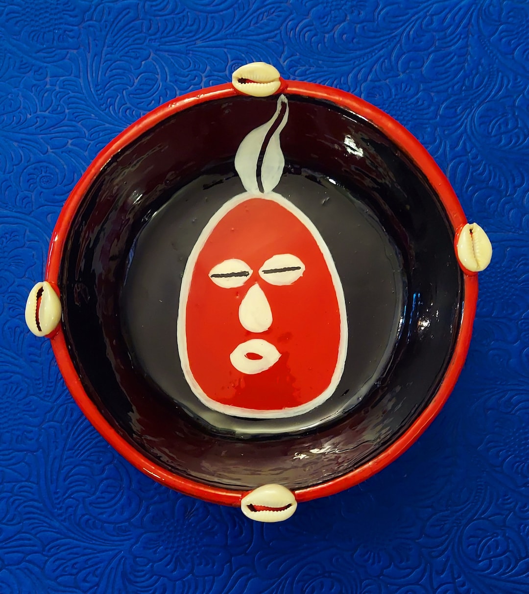 Elegua Dish Plate Glazed With Shells for Warrior Orisha Eshu Leg Esu ...