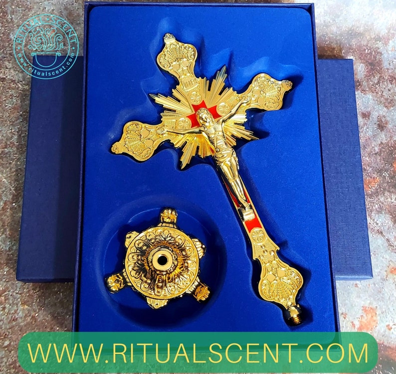 Cross Crucifix for Bóveda - Gold Standing Spiritism, Misa, Jesus ...