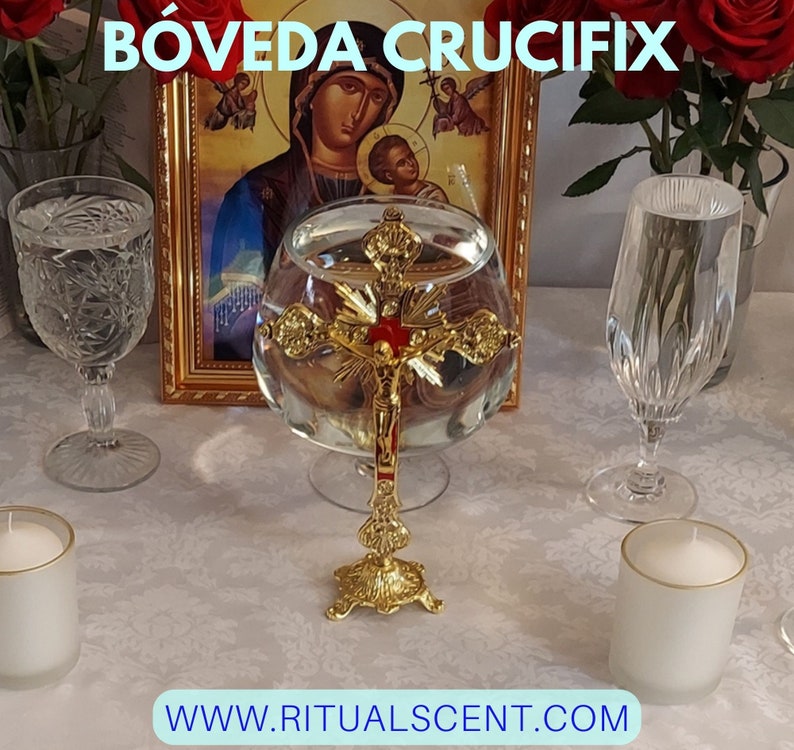Cross Crucifix for Bóveda - Gold Standing Spiritism, Misa, Jesus ...