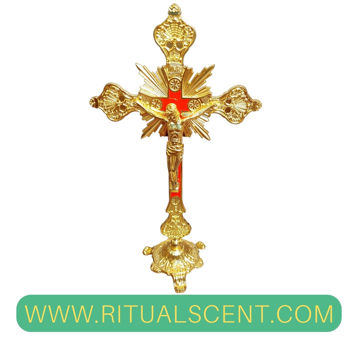 Cross Crucifix for Bóveda - Gold Standing Spiritism, Misa, Jesus ...