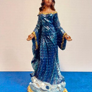 Diosa Del Mar Yemaya Statue 8" Sirena Mermaid Figure Blue Ocean Goddess ...