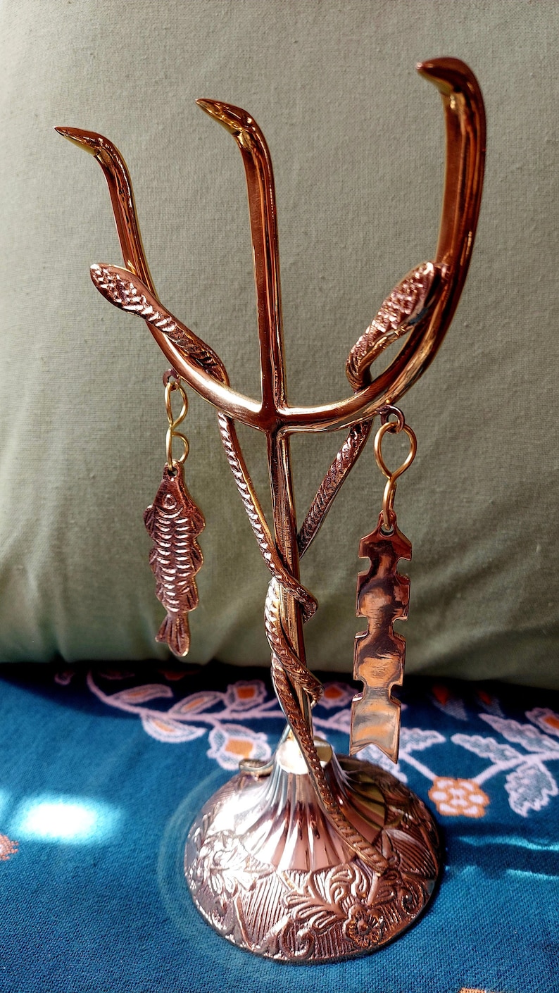 Inle Erinle Staff Solid Brass Fish Abatan Abata Orisha Yoruba Logun Ede ...