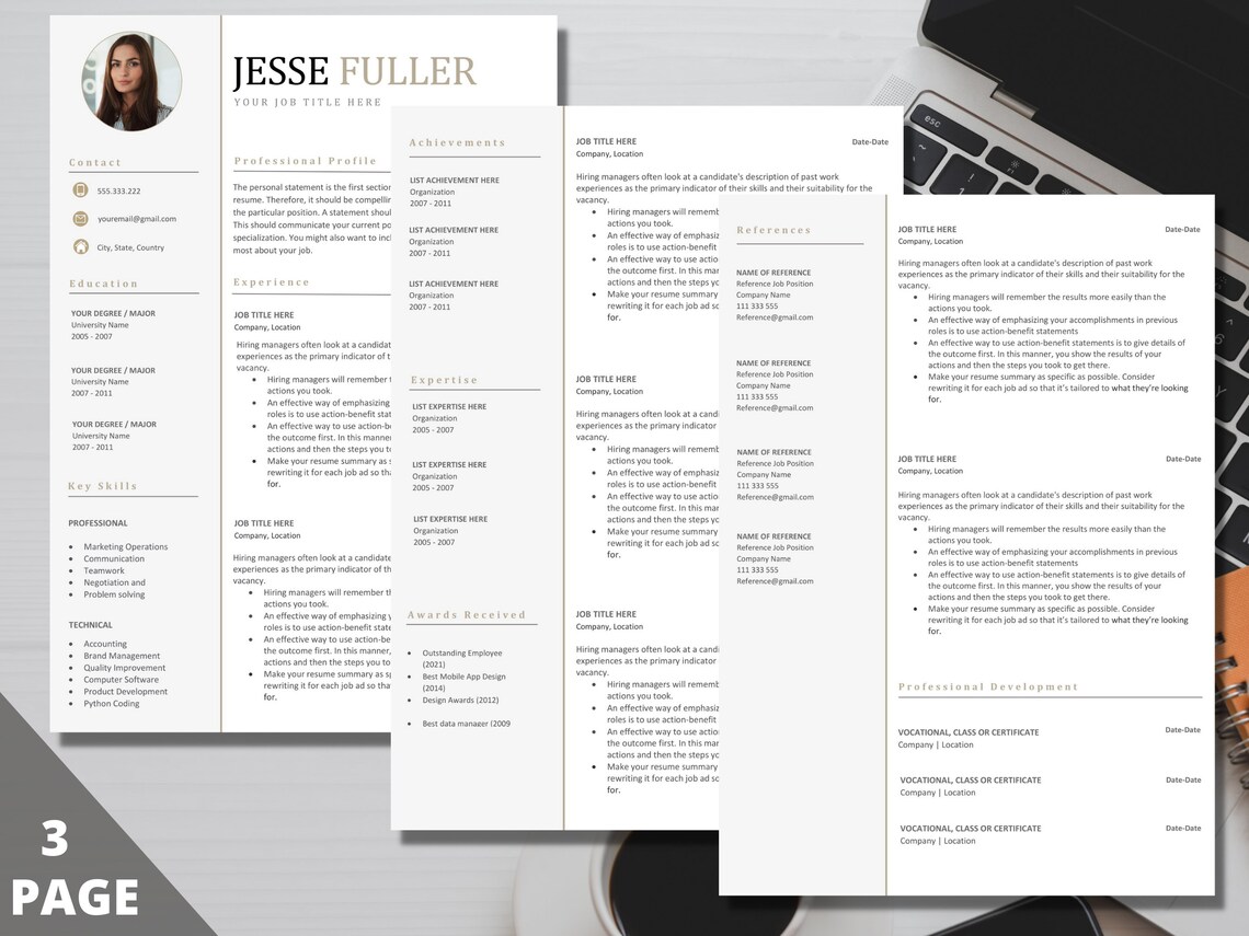 Resume and Cover Letter Template, Clean CV Template With Picture ...