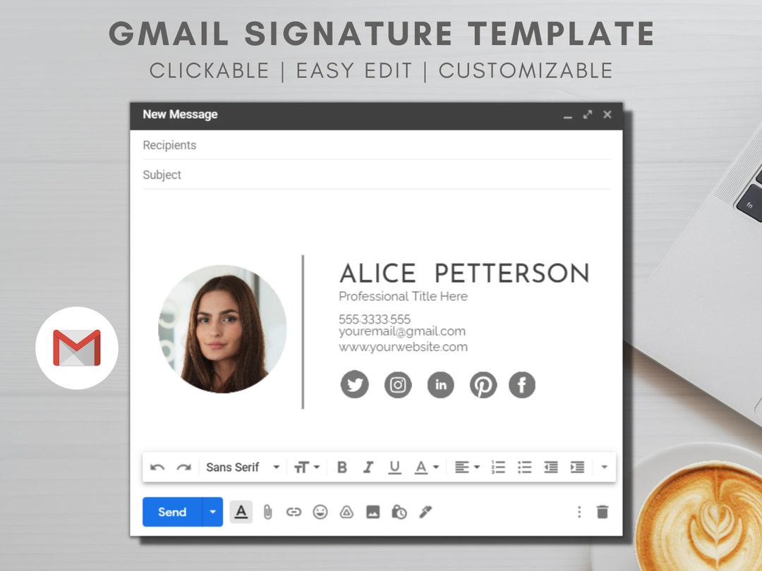 Gmail Email Signature Template | A Modern Email Signature | Custom ...