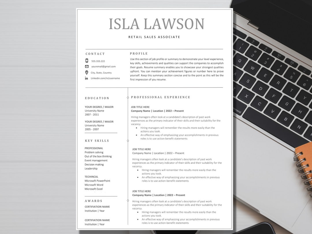 Resume Template, Modern Resume Template Word, Clean Resume Design, CV ...