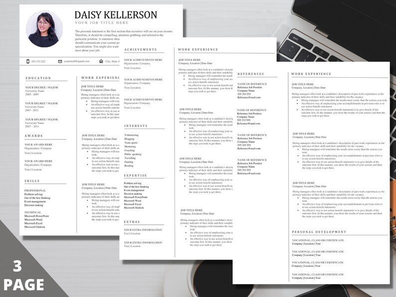 Resume Template With Photo, CV Template With Photo, Resume CV Template ...