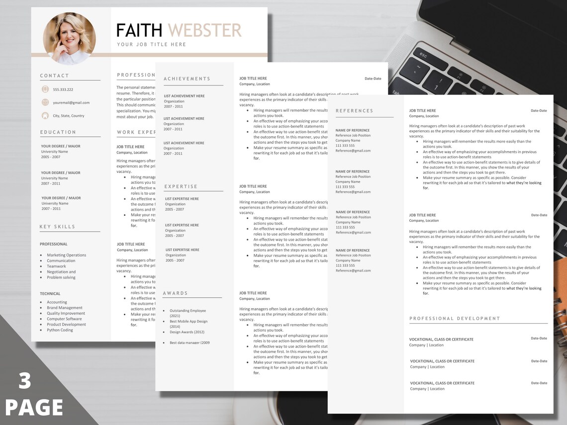 Clean Modern Executive Resume, Professional Resume Template Word ...