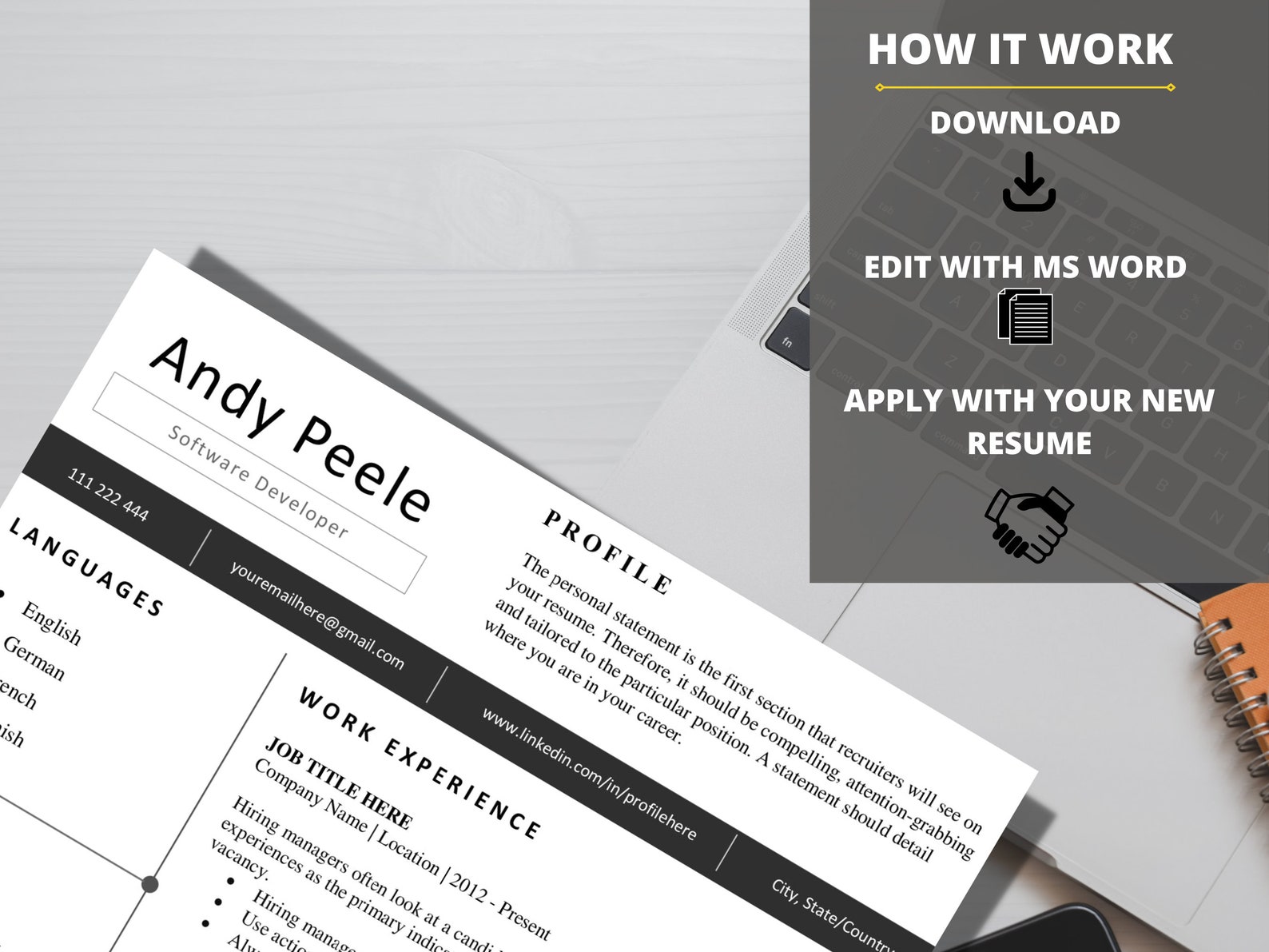 Resume Template, Professional Modern Resume Template for Word, Creative ...