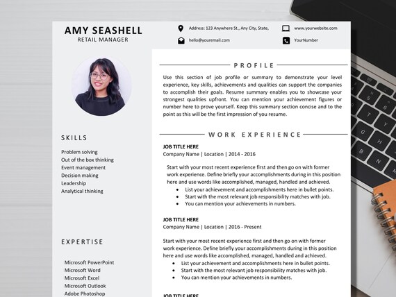 Resume Template With Photo CV Template With Photo Resume CV | Etsy