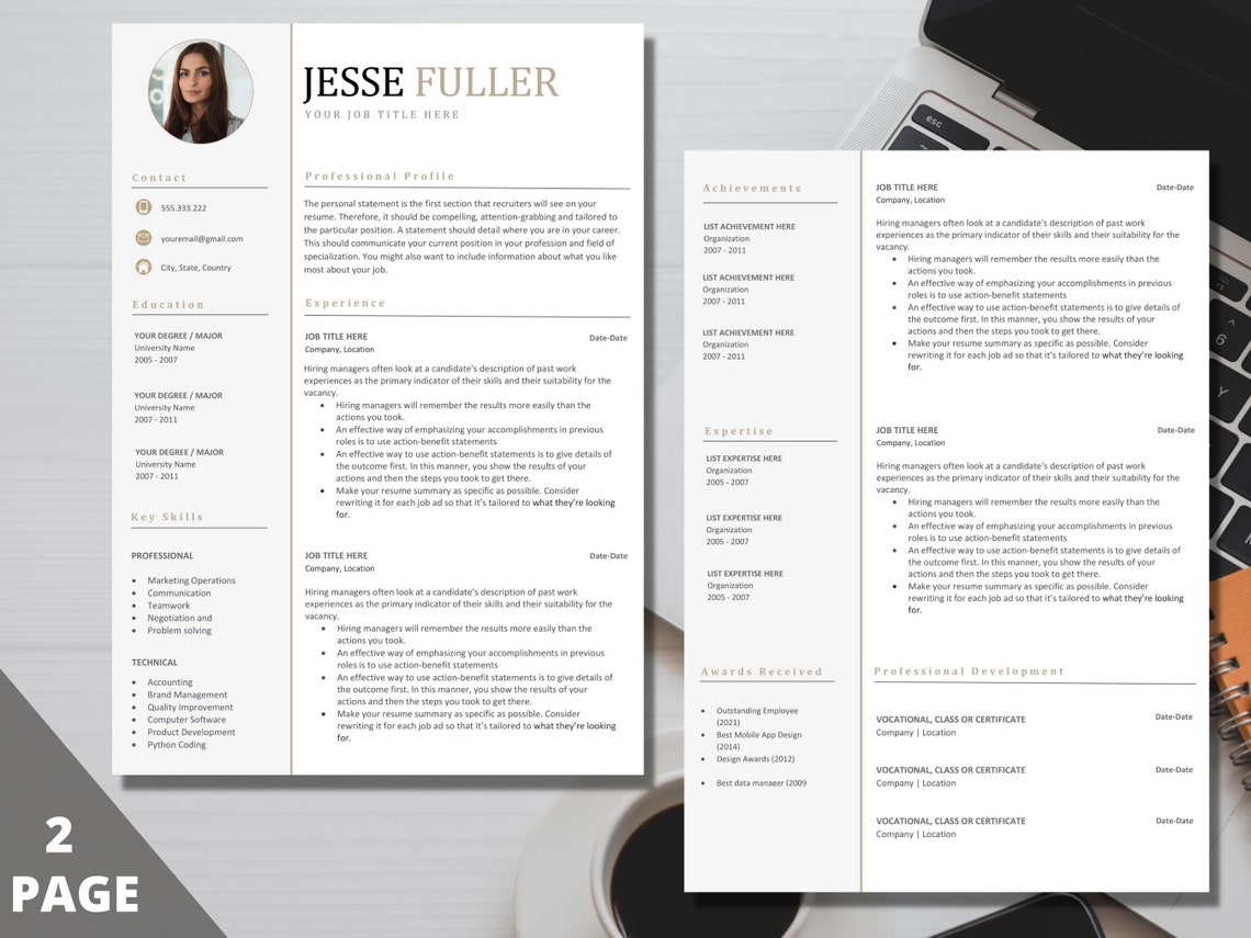 Resume and Cover Letter Template, Clean CV Template With Picture ...