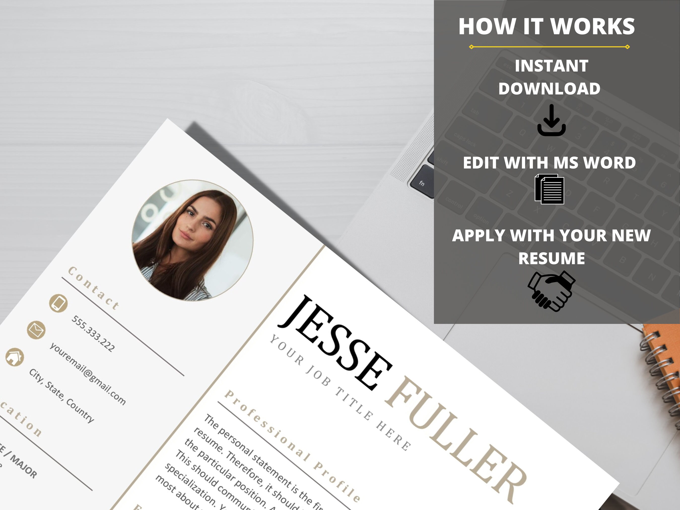 Resume and Cover Letter Template, Clean CV Template With Picture ...