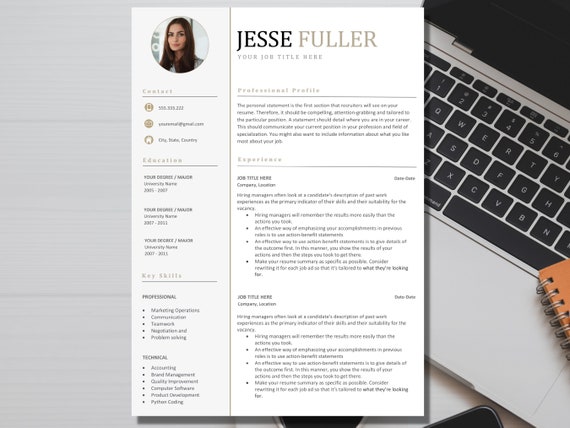 Resume and Cover Letter Template Clean CV Template With - Etsy
