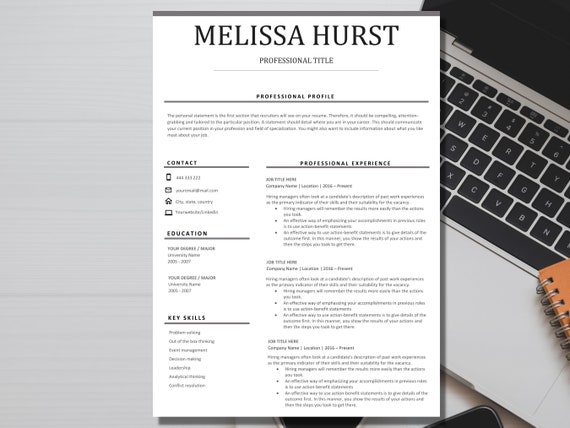Clean Modern Executive Resume Template 2022 Resume Template - Etsy